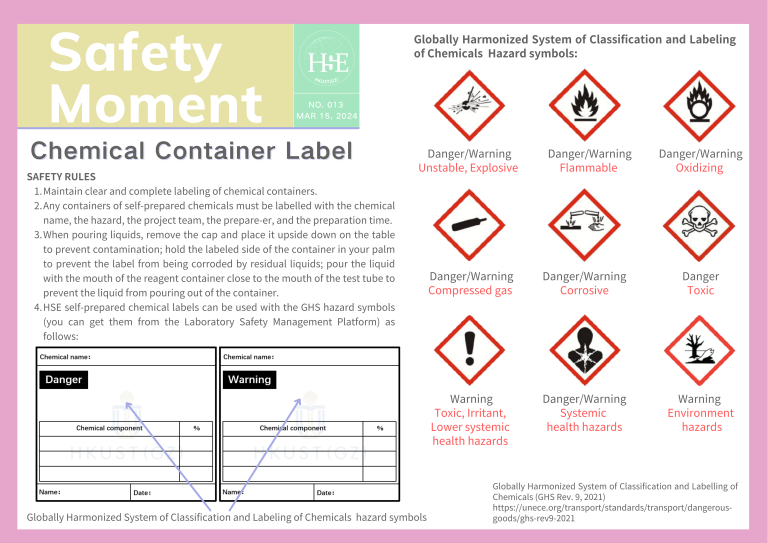 NO. 013 Chemical Container Label - HSE HKUST GZ EN
